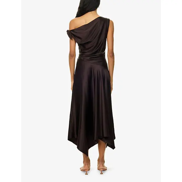 Staud Portia Asymmetric Silk Dress