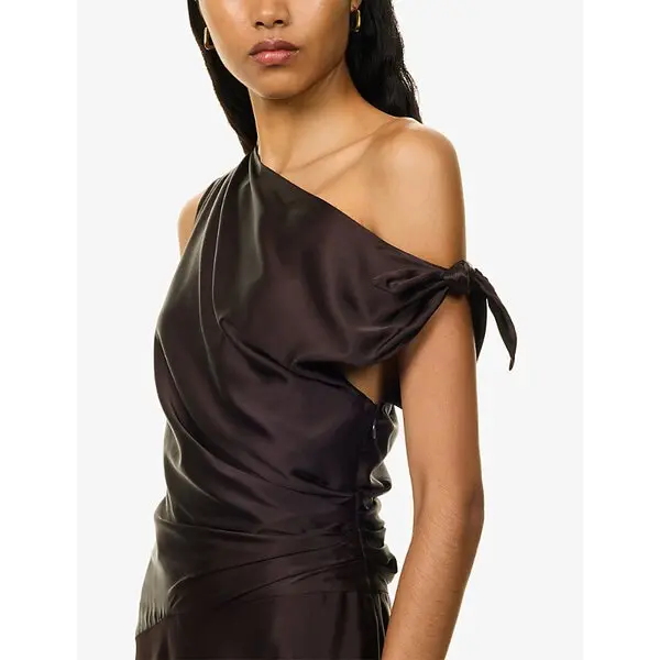 Staud Portia Asymmetric Silk Dress