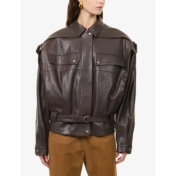 Magda Butrym Belted Patch-pocket Leather Jacket