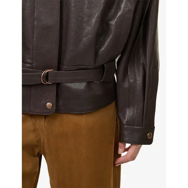 Magda Butrym Belted Patch-pocket Leather Jacket