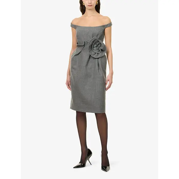 Magda Butrym Off-the-shoulder Embellished Midi Dress