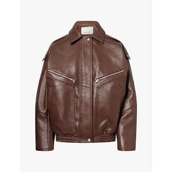 THE FRANKIE SHOP Hudson Faux-leather Bomber Jacket - Brown