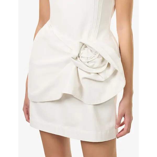 Magda Butrym Embellished Denim Mini Dress - Cream