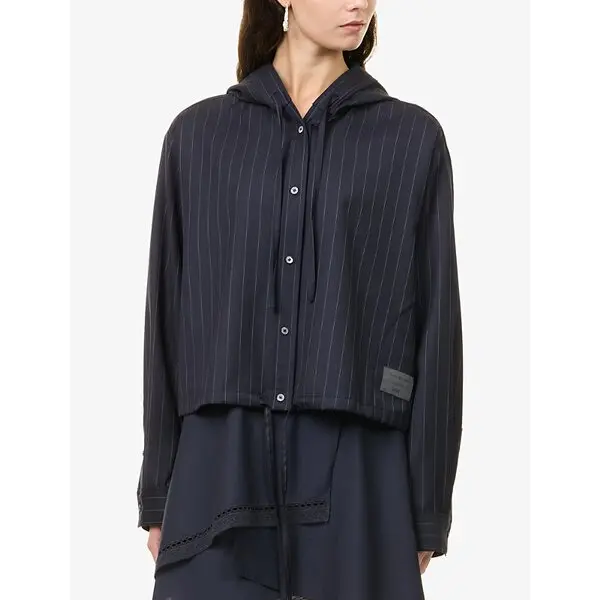 Acne Studios Striped Cropped Wool Shirt