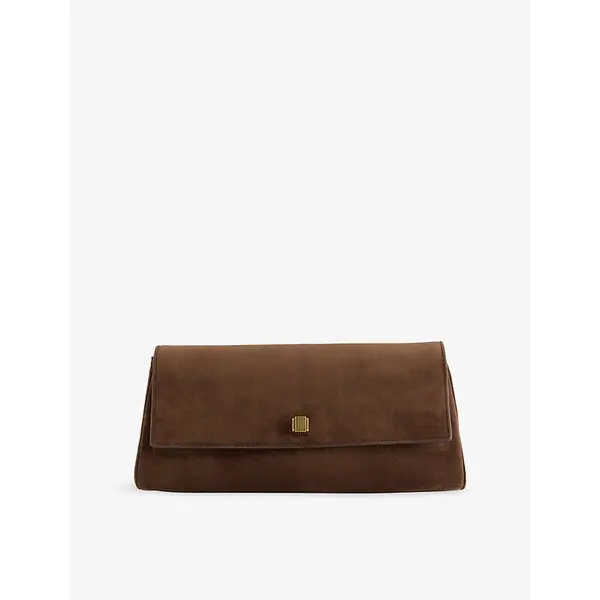 Khaite Audrey Flap Leather Clutch Bag - Dark Brown