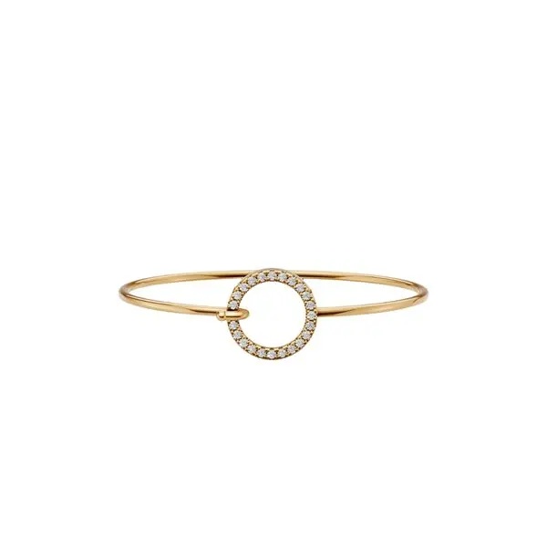 AYA FINE JEWELRY Olivine Round Lab Grown Diamond Open Cuff Dainty Bangle In Gold - Yellow