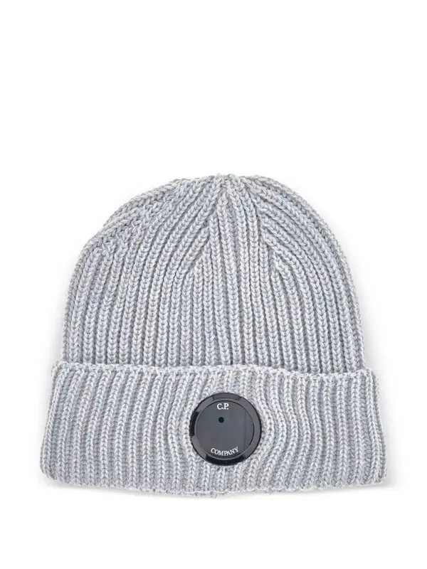 C.P. COMPANY Wool Beanie With Lens Detail - Grigio