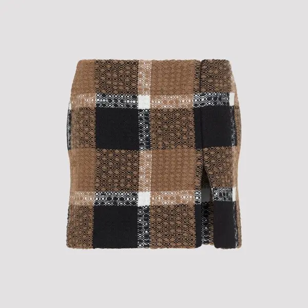 Celine Mini Plaid Wool Blend Skirt