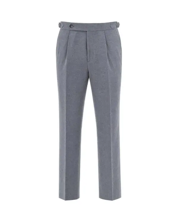 BOSS BLACK Pleated Tapered Wool Trousers - Silver