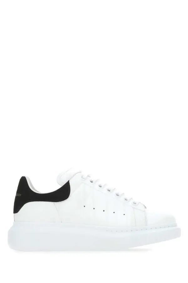 Alexander McQueen Calf Leather Sneaker With Suede Heel - White