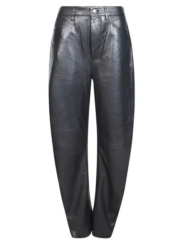 ROTATE BY BIRGER CHRISTENSEN Barrel-leg Leather Pants - Nero
