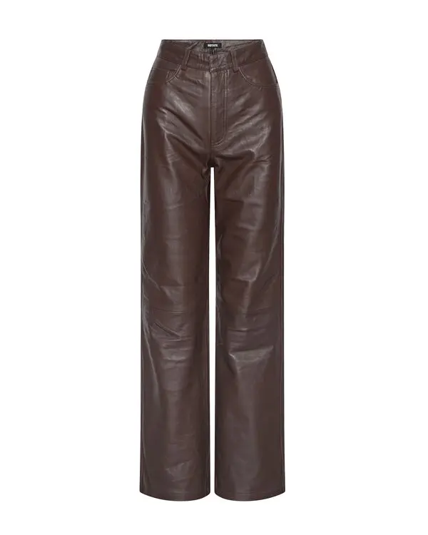 ROTATE BY BIRGER CHRISTENSEN High-rise Wide-leg Leather Trousers - Molé