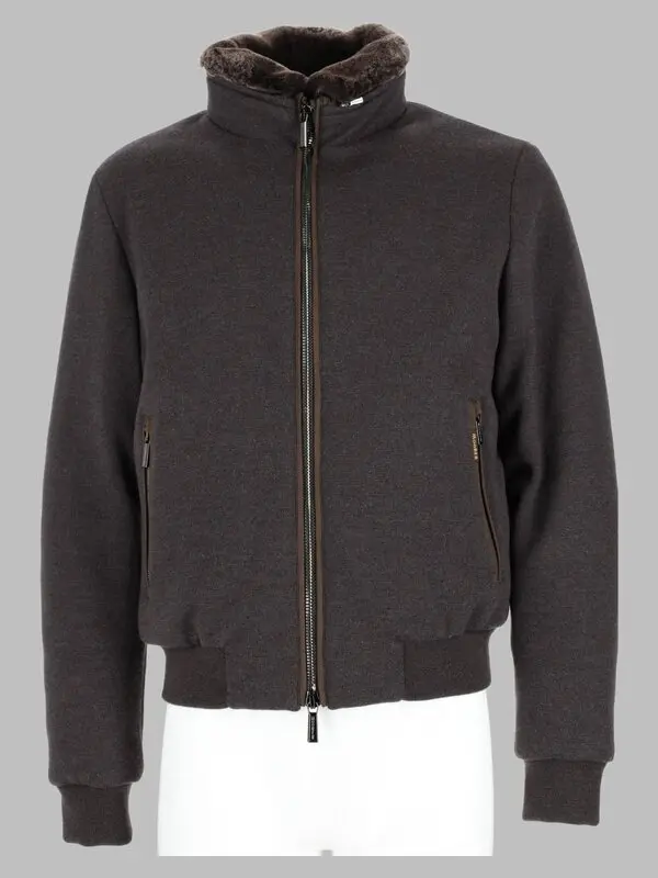 MOORER Wool Zip Front Bomber Jacket