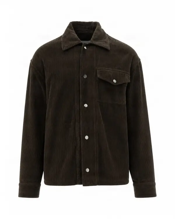 PAOLO PECORA Corduroy Shirt Jacket With Snap Button Front