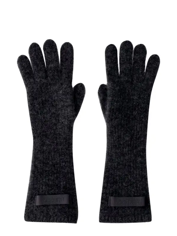 Jacquemus Felted Knit Gloves - Black