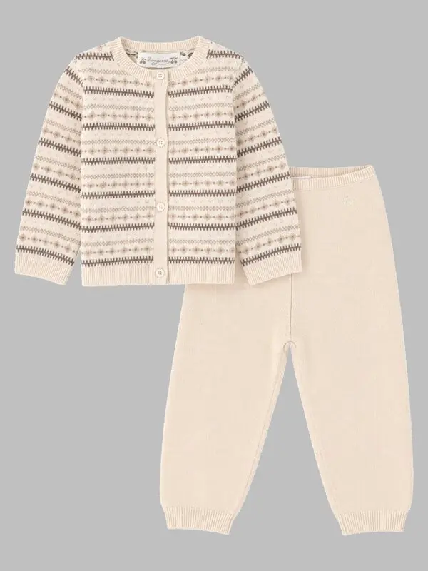 Bonpoint Mini Grifin Jacquard Knit Set With Crewneck