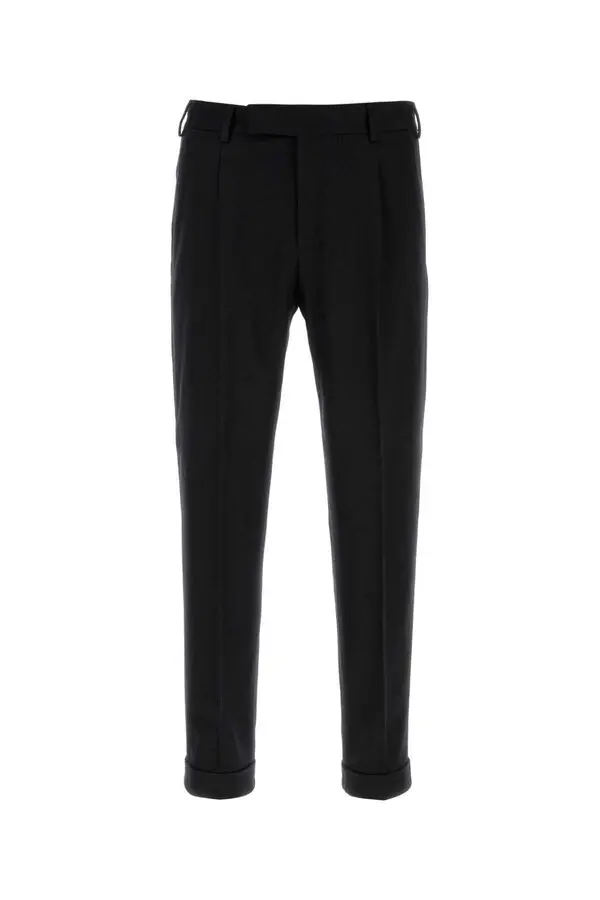PT TORINO Stretch Wool Blend Pant - Black