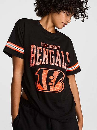 Pink Nfl Collection Campus Cotton Bling Tee - Black
