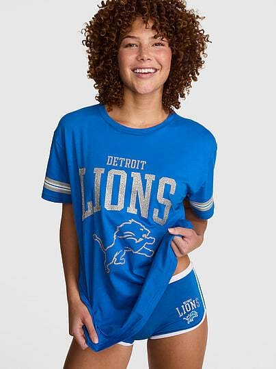 Pink Nfl Collection Campus Cotton Bling Tee - Blue
