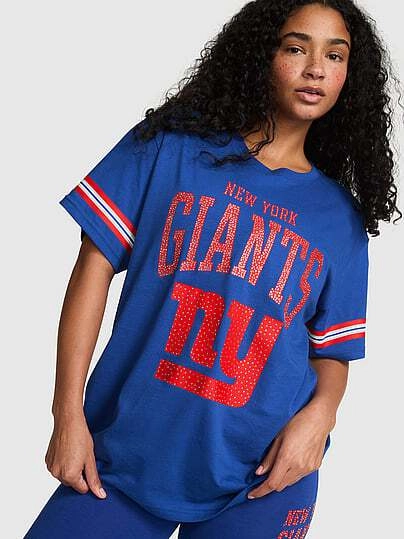 Pink Nfl Collection Campus Cotton Bling Tee - Blue