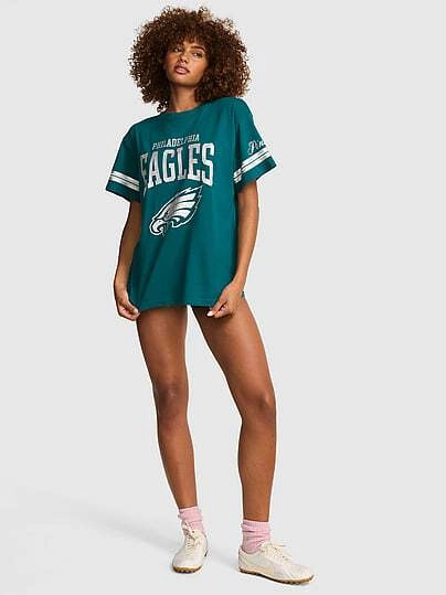 Pink Nfl Collection Campus Cotton Bling Tee - Blue