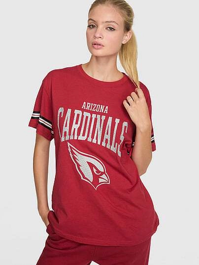 Pink Nfl Collection Campus Cotton Bling Tee - Red