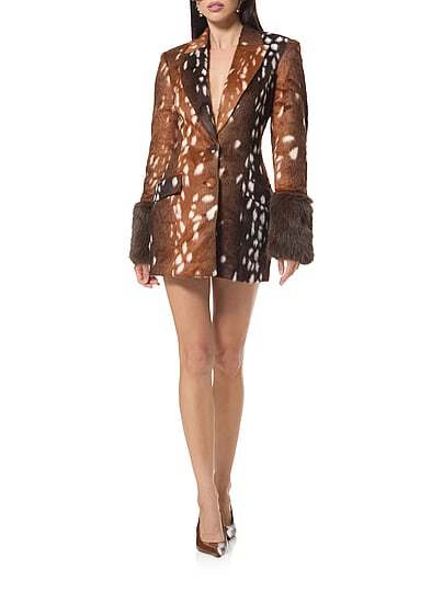 Victoria's Secret Afrm Edel Pinched-waist Blazer With Faux-fur Cuffs