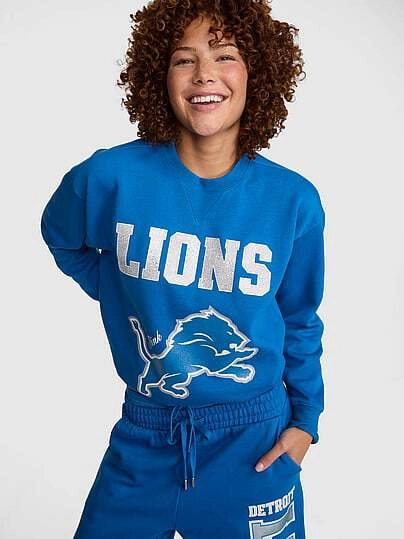 Pink Nfl Collection Campus Crewneck Sweatshirt With Embellishments - Blue