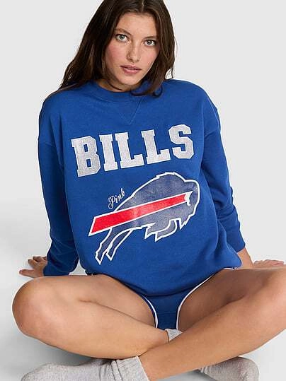 Pink Nfl Collection Campus Crewneck Sweatshirt With Embellishments - Blue