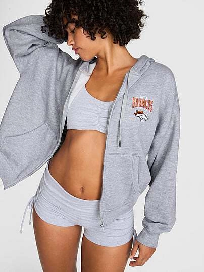 Pink Nfl Collection Campus Fleece™ Bling Full-zip Hoodie - Grey