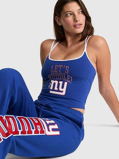 Pink Nfl Collection All-day Cotton™ Bling Strappy Tank Top - Blue