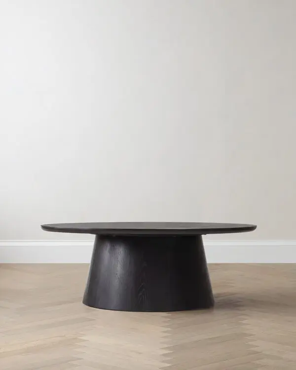 Quince Oak Round Pedestal Coffee Table - Black