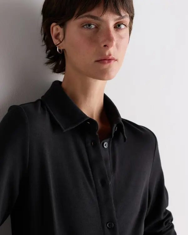 Quince Tencel Modal Knit Midi Shirt Dress