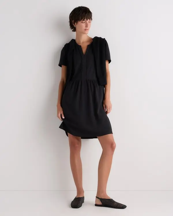 Quince Tencel Modal Knit V-neck Mini Dress