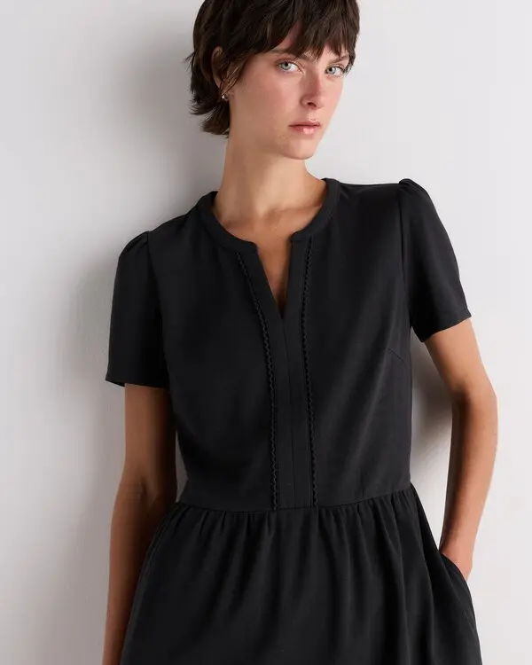 Quince Tencel Modal Knit V-neck Mini Dress