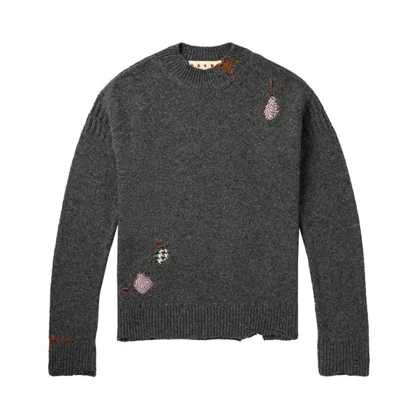 Marni Striped Mohair Sweater 'granite
