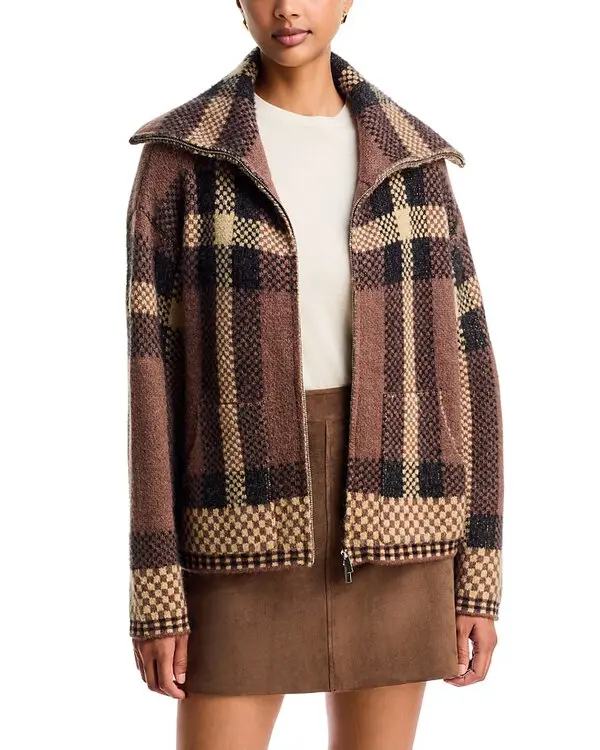 SIX FIFTY Cypress Zip Up Collared Jacket - Brown Plaid