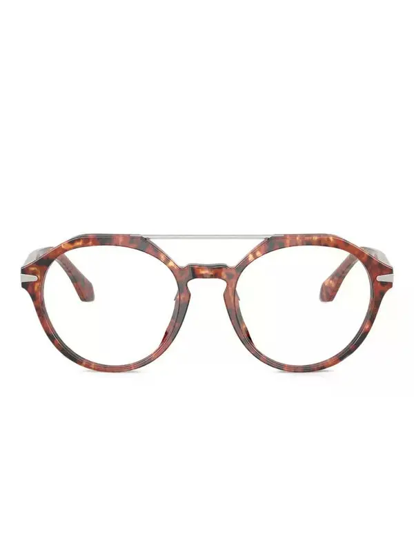 Giorgio Armani Tortoiseshell-effect Double-bridge Glasses - Red