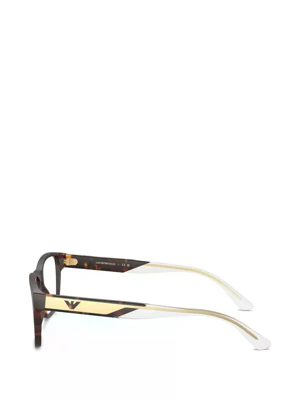 Emporio Armani Tortoiseshell-effect Rectangle-frame Glasses