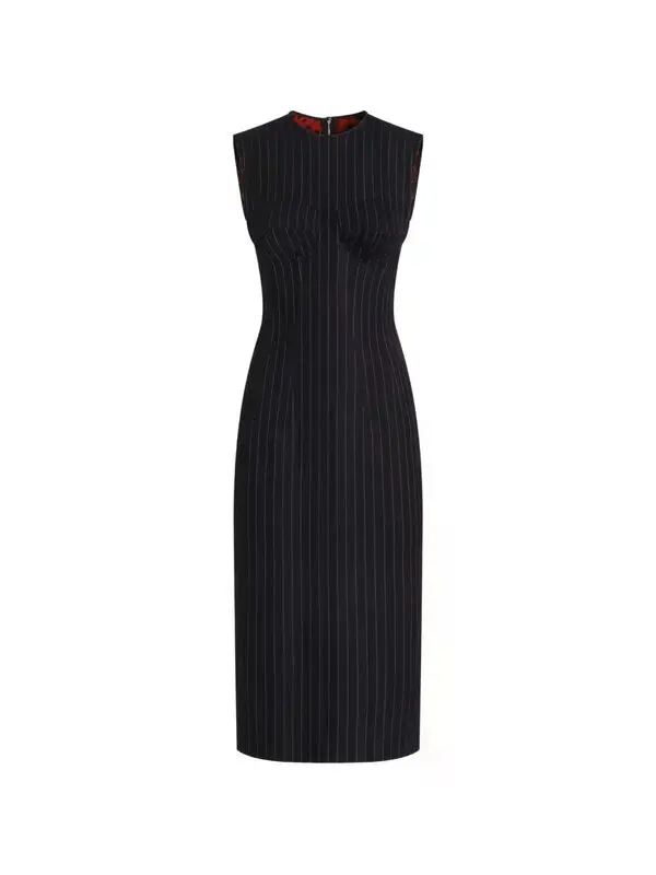 Dolce & Gabbana Pinstripe Wool Sheath Dress - Blue