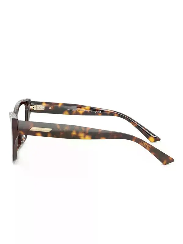 JIMMY CHOO Tortoiseshell Geometric Eyeglasses