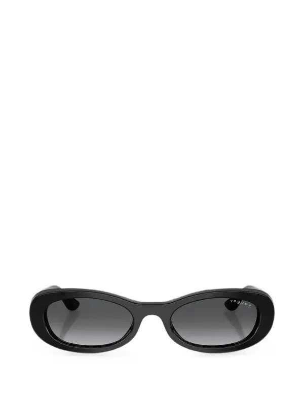VOGUE EYEWEAR Oval Frame Sunglasses With Logo Plaque - Black