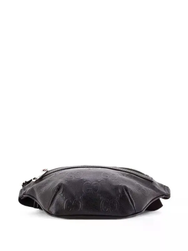 Gucci Gg Embossed Perforated Leather Small Belt Bag - Black