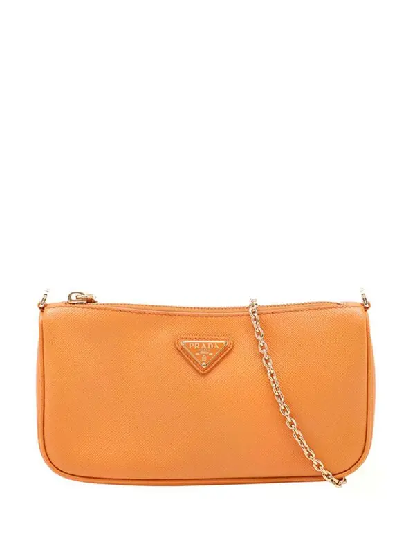 Prada 2013-2026 Saffiano Chain Shoulder Bag - Orange