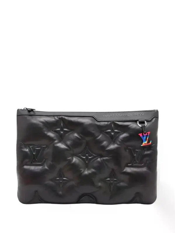 LOUIS VUITTON 2018 Monogram Puffer A4 Pouch Clutch Bag - Black