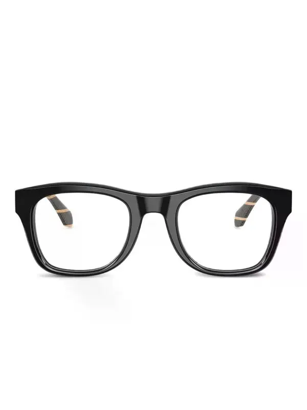 Giorgio Armani Striped Rectangle Glasses - Black