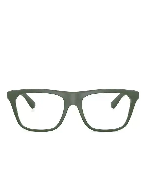Burberry Check-patterned Detail Square Glasses - Green