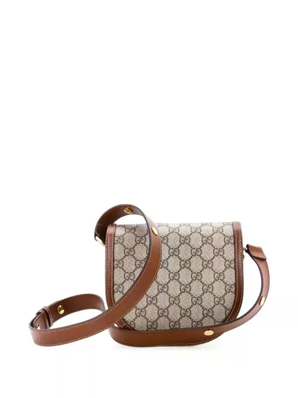 Gucci Horsebit 1955 Rounded Shoulder Bag Gg Coated Canvas And Leather Mini Crossbody Bag - Brown
