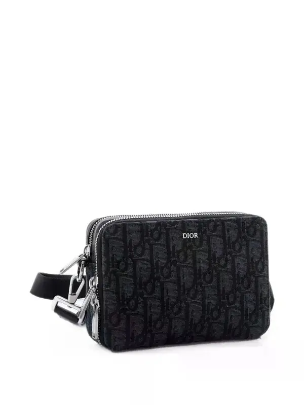 Dior Double Zip Pouch Oblique Canvas Crossbody Bag