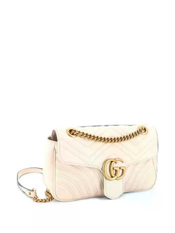 Gucci Gg Marmont Flap Bag Matelasse Leather Small Crossbody Bag - Neutrals